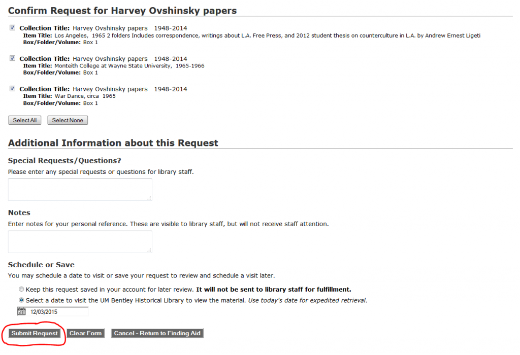 Bentley Historical Library Finding Aid Help